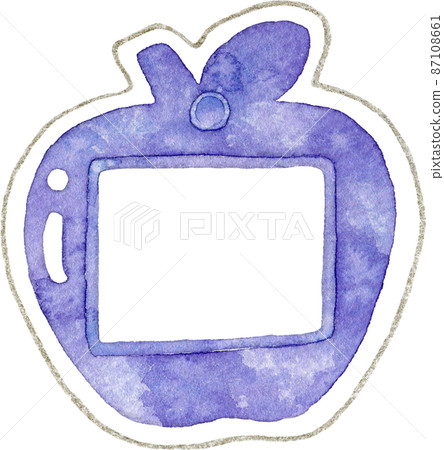 Illustration of an apple-shaped name tag (purple) - Stock Illustration ...