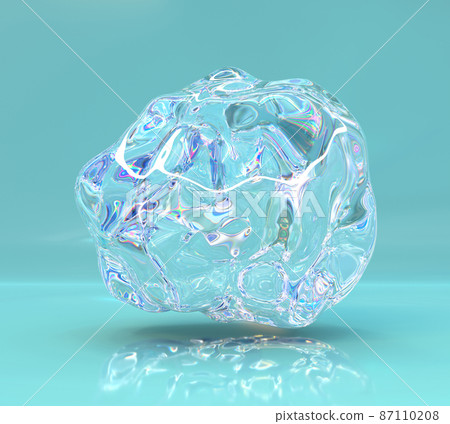 Abstract round glass composition crumpled shape...-插圖素材 [87110208 ...