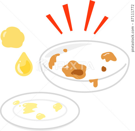 Plates and tableware with oil stains - Stock Illustration [87111772 ...