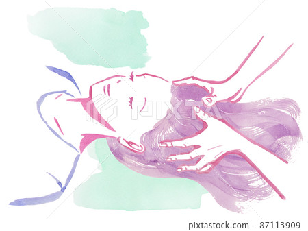 Hand drawn watercolor illustration of a woman... - Stock Illustration ...