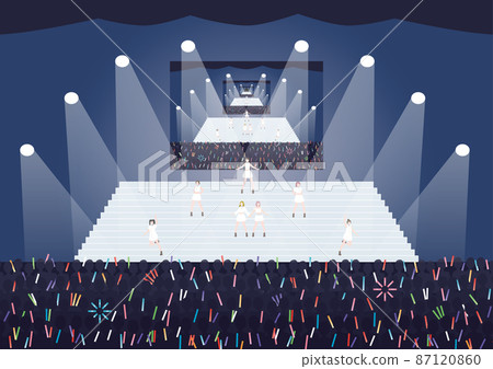 Female idol group singing and dancing on stage - Stock Illustration ...