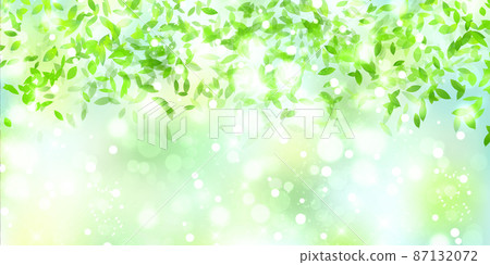 New green leaves Spring background - Stock Illustration [87132072] - PIXTA