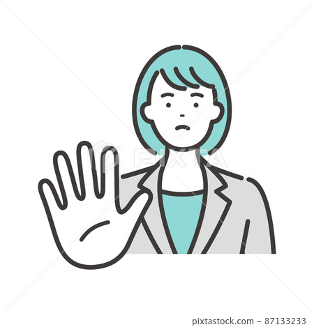 Young business woman's refusal pose NG sign - Stock Illustration ...