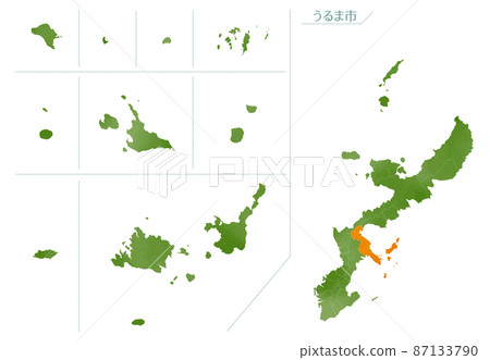 Watercolor-style map Uruma City, Okinawa... - Stock Illustration ...