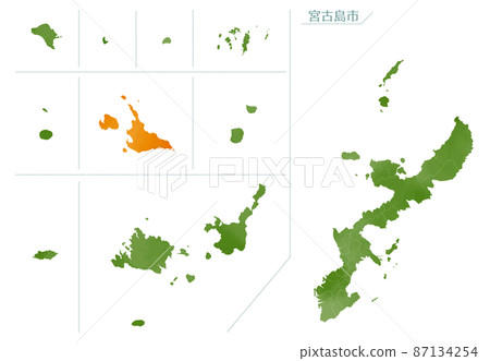 Watercolor-style map Miyakojima City, Okinawa... - Stock Illustration ...
