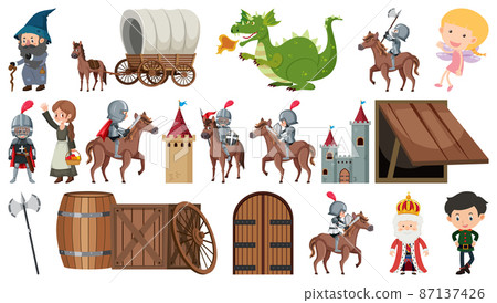 Set of fantasy cartoon characters and elements - Stock Illustration ...