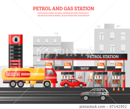 Gas And Petrol Station Illustration - Stock Illustration [87142952] - PIXTA