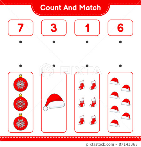 Count and match, count the number of Christmas... - Stock Illustration ...