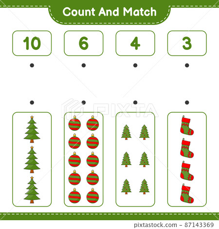 Count and match, count the number of Christmas... - Stock Illustration ...