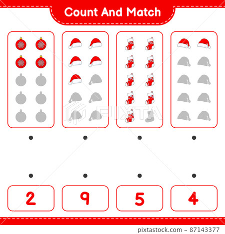 Count and match, count the number of Christmas... - Stock Illustration ...