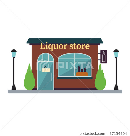 Isolated front view liquor store building Vector - Stock Illustration ...