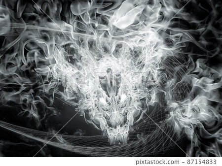 Illustration of dragon-shaped smoke swirling in... - Stock Illustration ...