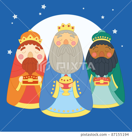 Cartoon of three wise men Nativity scene Vector - Stock Illustration ...