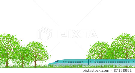 Fresh green Shinkansen landscape background - Stock Illustration ...