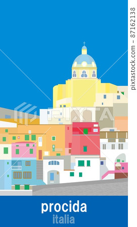 Procida procida Italy italia travel poster - Stock Illustration ...