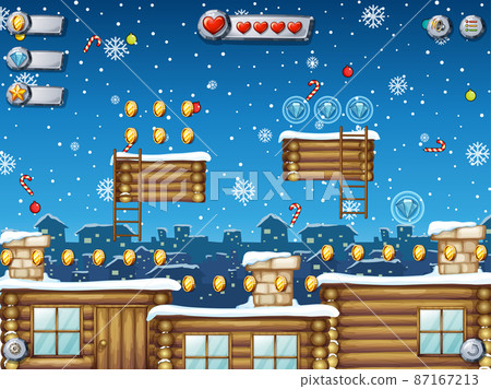 A game template snowing background - Stock Illustration [87167213] - PIXTA