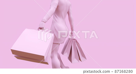 Shopper with shopping concept 3d illustration... - Stock Illustration ...