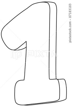 Number one doodle outline for colouring-插圖素材 [87183183] - PIXTA圖庫