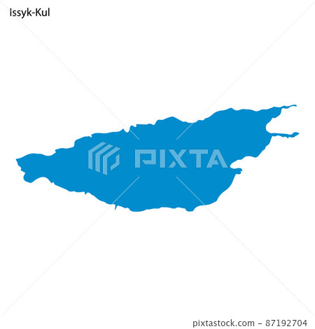 Blue outline map of Issyk-Kul Lake, Isolated... - Stock Illustration ...