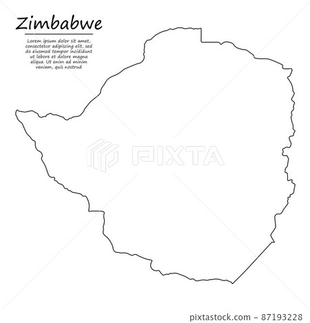 Simple outline map of Zimbabwe, silhouette in... - Stock Illustration ...