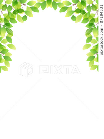 Fresh green leaf arch frame vertical - Stock Illustration [87194531 ...
