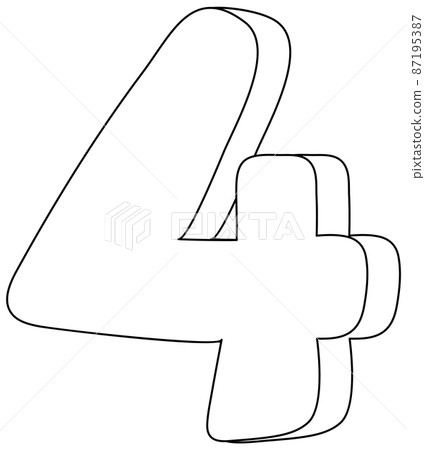 Number four doodle outline for colouring - Stock Illustration [87195387 ...