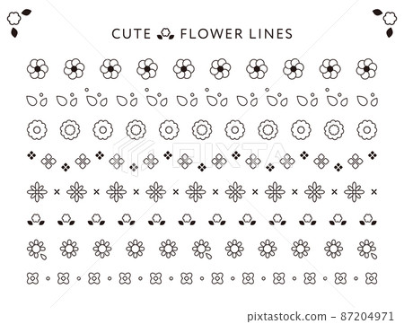Simple flower line set monochrome material - Stock Illustration ...