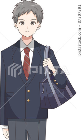 Standing pose upper body male student blazer... - Stock Illustration ...