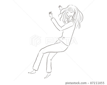 Line drawing of a woman sleeping relaxed - Stock Illustration [87211855 ...