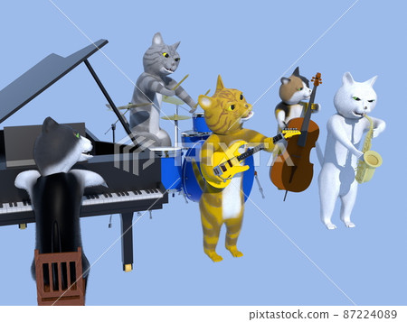 Cats playing musical instruments ・ Jazz - Stock Illustration [87224089 ...