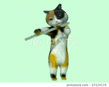 Cat playing the flute - Stock Illustration [87224174] - PIXTA
