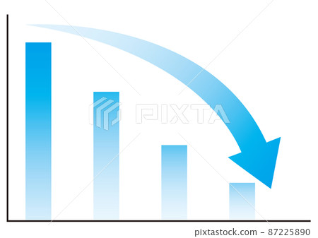 Arrow, graph, descent, down, fall, decrease,... - Stock Illustration [87225890] - PIXTA