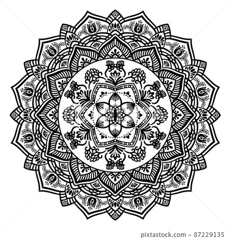 Mandala art (line art, plants, flowers) - Stock Illustration [87229135 ...