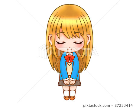 Girl bowing _ Chibi Chara 4 - Stock Illustration [87233414] - PIXTA