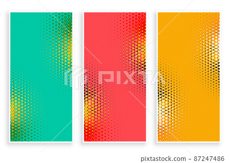halftone banners in three colors-插圖素材 [87247486] - PIXTA圖庫