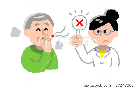A senior man smoking a cigarette and a female... - Stock Illustration ...