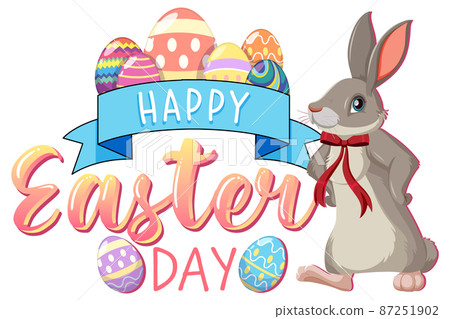 Happy Easter design with bunny and eggs - Stock Illustration [87251902 ...