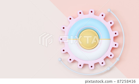 Pink gear are arranged on the sides of the... - Stock Illustration ...