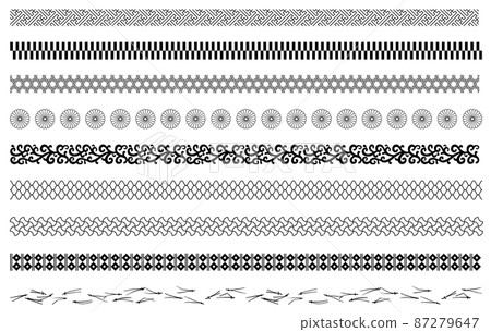 Japanese pattern decorative line 1 color black... - Stock Illustration ...