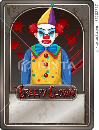 Creepy clown character game card template - Stock Illustration ...