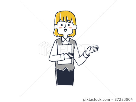 A woman in uniform who is guiding you, a... - Stock Illustration ...