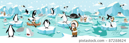 North pole Arctic Cartoon landscape vector-插圖素材 [87288624] - PIXTA圖庫