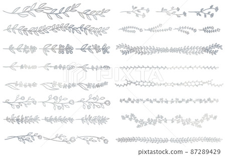 Silver leaf / plant line set vector material - Stock Illustration ...