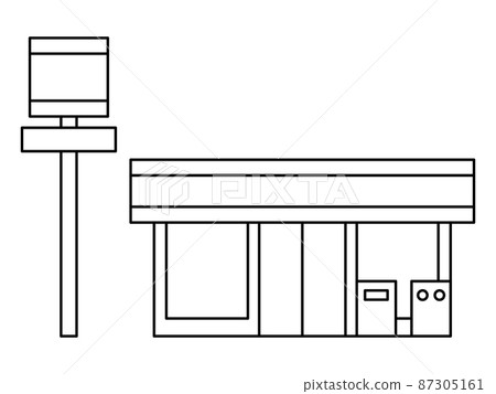 Building / convenience store / line drawing - Stock Illustration ...