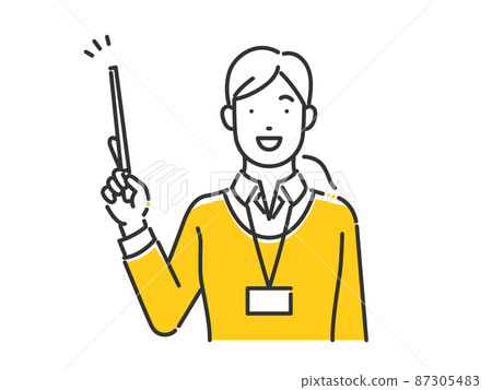 Female staff explaining with a pointer - Stock Illustration [87305483 ...
