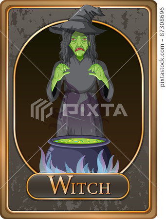 Old witch character game card template - Stock Illustration [87308696 ...
