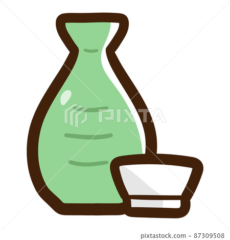 Cute handwritten style illustration of sake - Stock Illustration ...