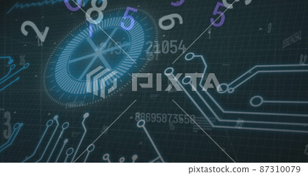 Image of data processing over dark background - Stock Illustration ...