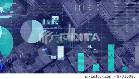 Image of financial data processing over cityscape - Stock Illustration ...