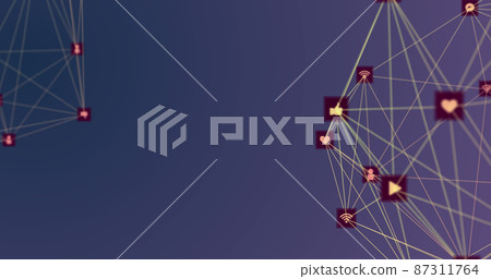 Image of network of connection and icons over... - Stock Illustration ...